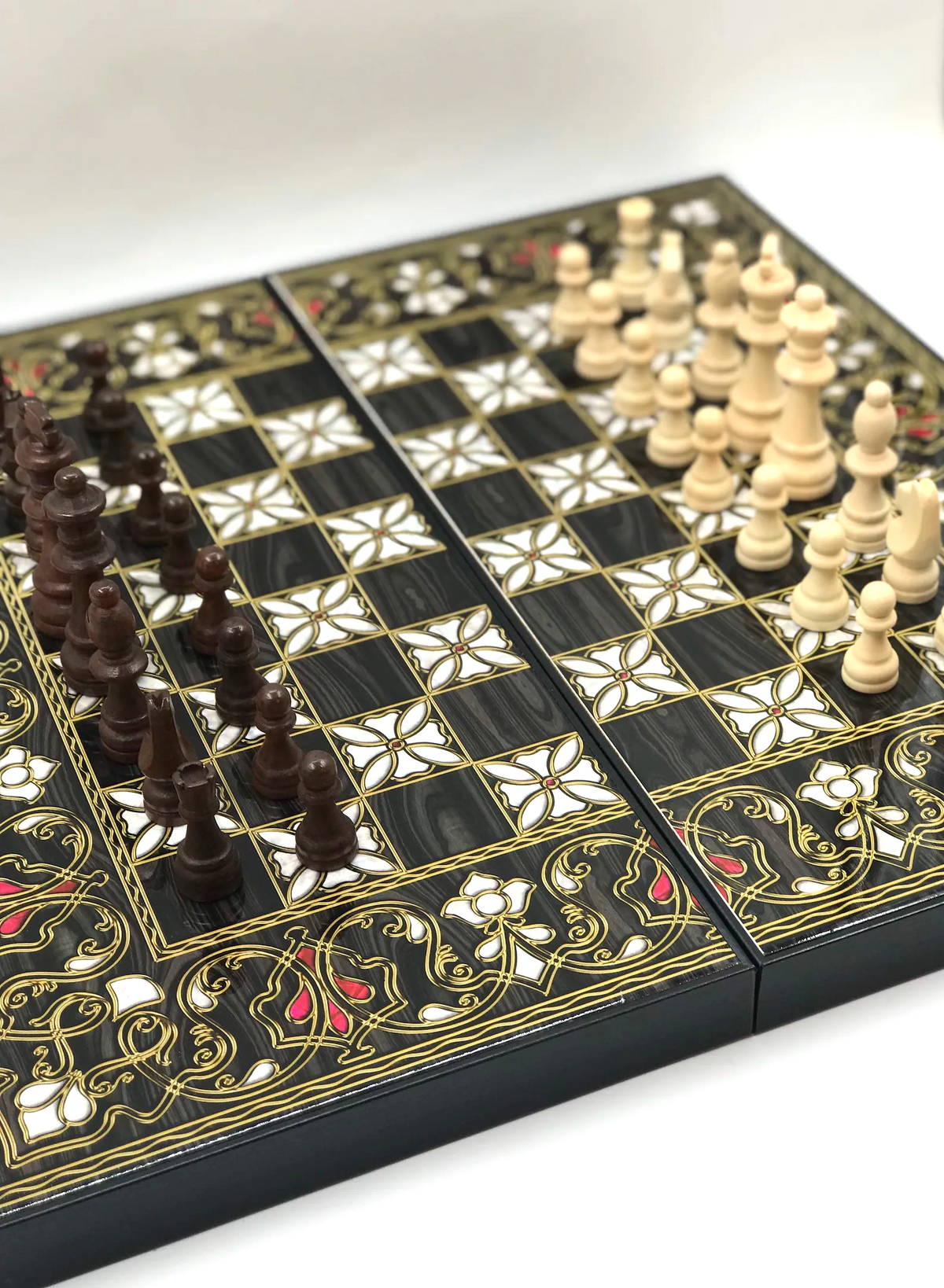 Backgammon and Chess Set, Personalize Backgammon Set with Wooden Chess
